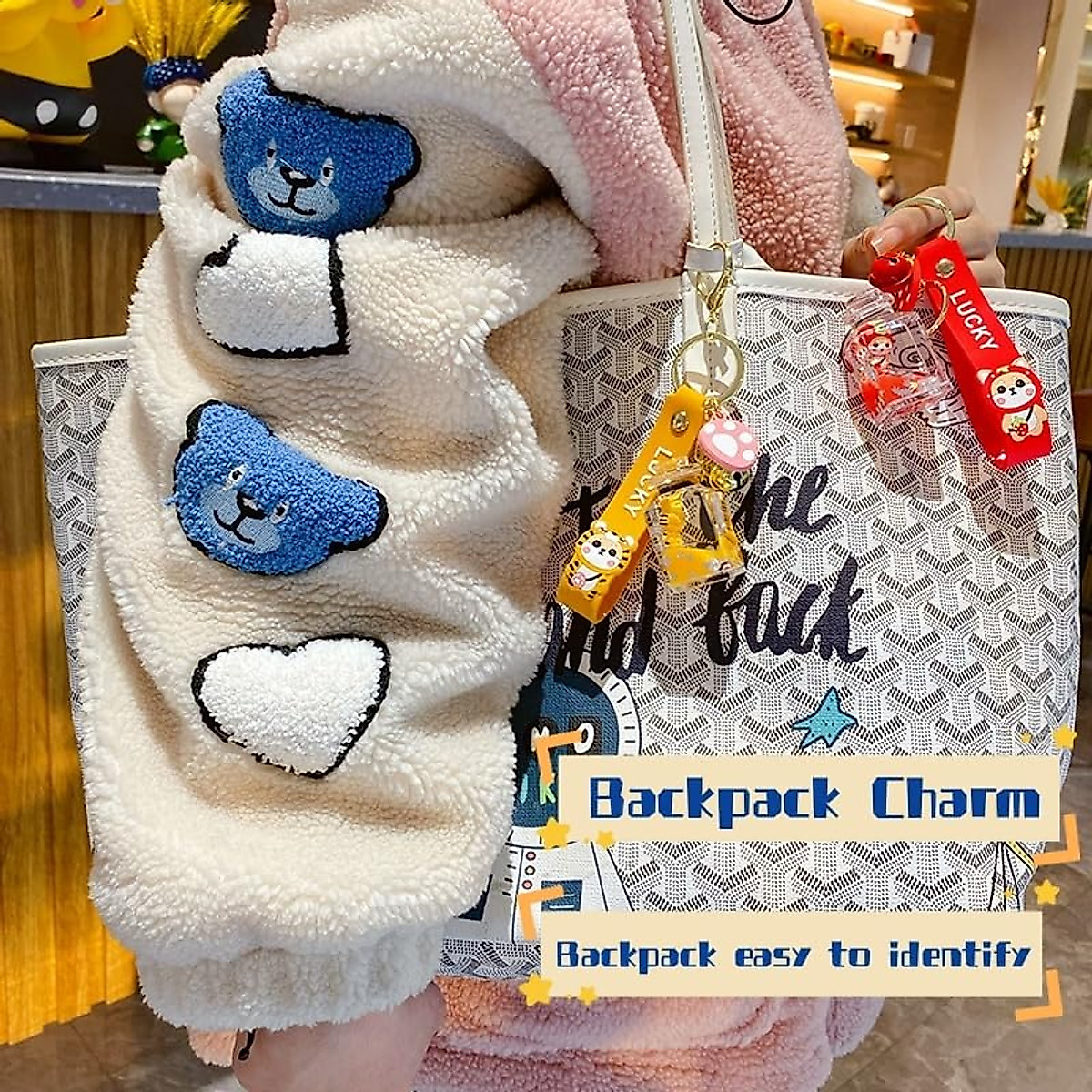 BEXOA Cute Keychain Kawaii Creative Shiba Inu Liquid Floating Lucky Bottle Keychain Backpack Charm Wristlet Bracelet Car Key Ring for Boy Girl Kid Women