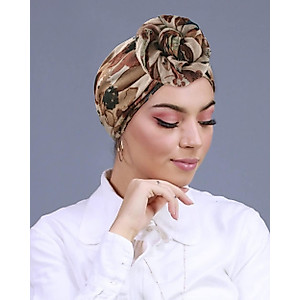 GERINLY Elegant Flower Print Scarf Feminine Shawl Wraps for Lady Professional Scarf Rectangle Hijab Face Cover (Navy)