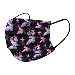 Wtosuhe 50 Pack Adults Floral Disposable FaceMasks, 3-Ply Women Spring FaceMasks with Flowers Butterfly Designs and Nose Wire for Work Holiday
