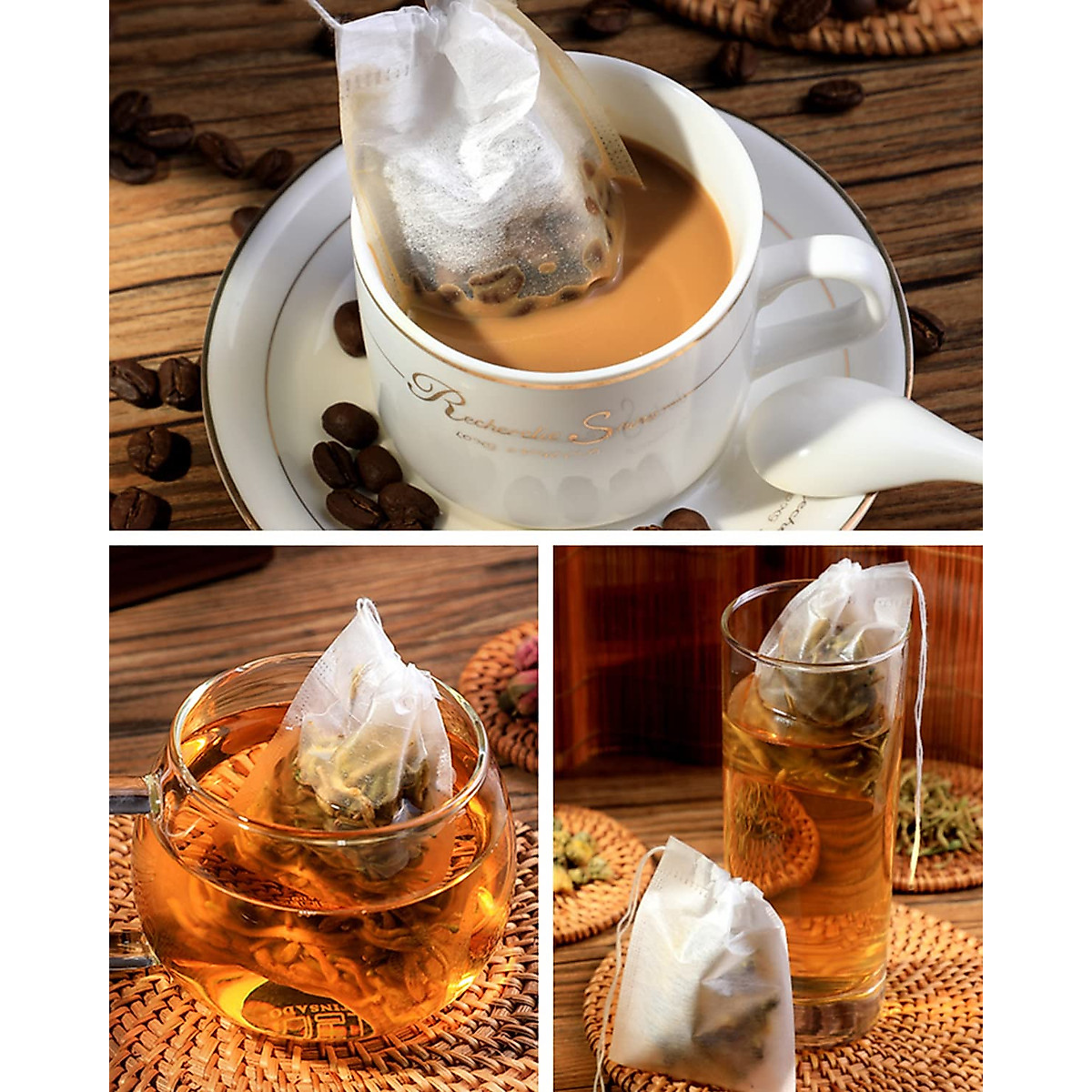 200pcs Disposable Tea Bags for Loose Leaf Tea, Tea Filter Bags with Free Tea Spoon for Loose Tea Loose Leaf Tea, Coffee, Spice, Herbs (QS53)