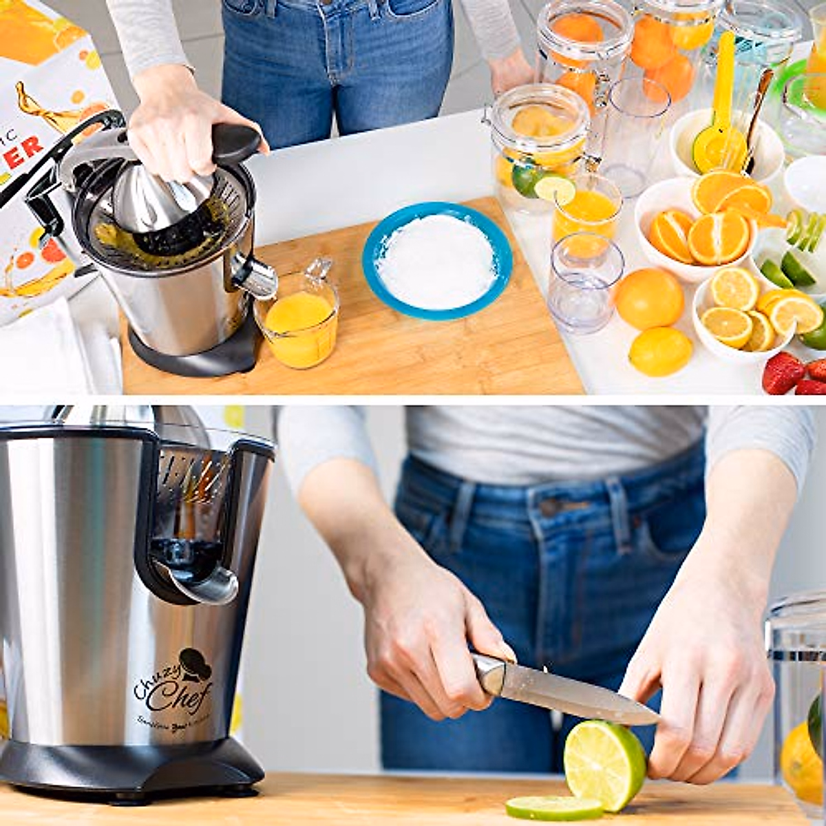 Electric Citrus Juicer Fruit Machines - Stainless Steal Electric Citrus Jucers Machine Fruit Squeezer Orange Lemon Lime Electric Citrus Juicers Extractor With Anti - Drip Citrus Press 300 Watt Motor