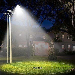 TENKOO LED Solar Street Light Outdoor - 20000LM 400W Motion Sensor Lamp Waterproof IP66 Security Powered for Dusk Dawn Court and Parking Lot Solares Flood Lights Commercial Streetlighteet