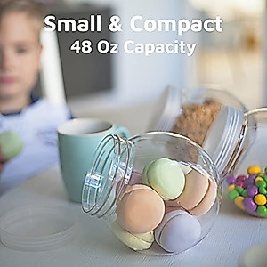 Candy Jar, Candy Jars with Lids, Cookie Jar for Kitchen Counter, Plastic Candy Jars for Candy Buffet and Party Table, Candy Buffet Containers, Cookie Jars with Lids Set, Candy Holder, Clear Plastic Jars with Lids, 3 Pack, 48 oz