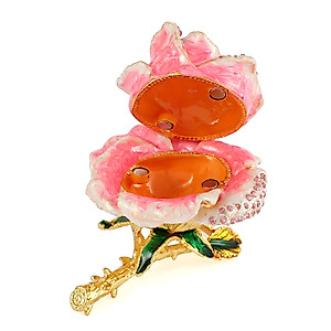 QIFU Decorative Hand Painted Rose Hinged Jewelry Trinket Box Unique Gift Home Decor
