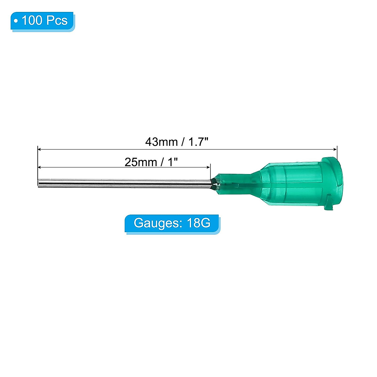 PATIKIL Blunt Tip Dispensing Needles 1 Inch, 100 Pcs 18G Industrial Liquid Dispenser Needle with Lure Lock for Refilling Liquid Inks Adhesive Glue