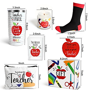 UAREHIBY Teacher Gifts,6 PCS Teacher Appreciation Gifts,Back to School Gifts for Teachers,End of The Year,Graduation,Valentine's Day Gifts for Teacher with Socks,Pen Holder,Scented Candle