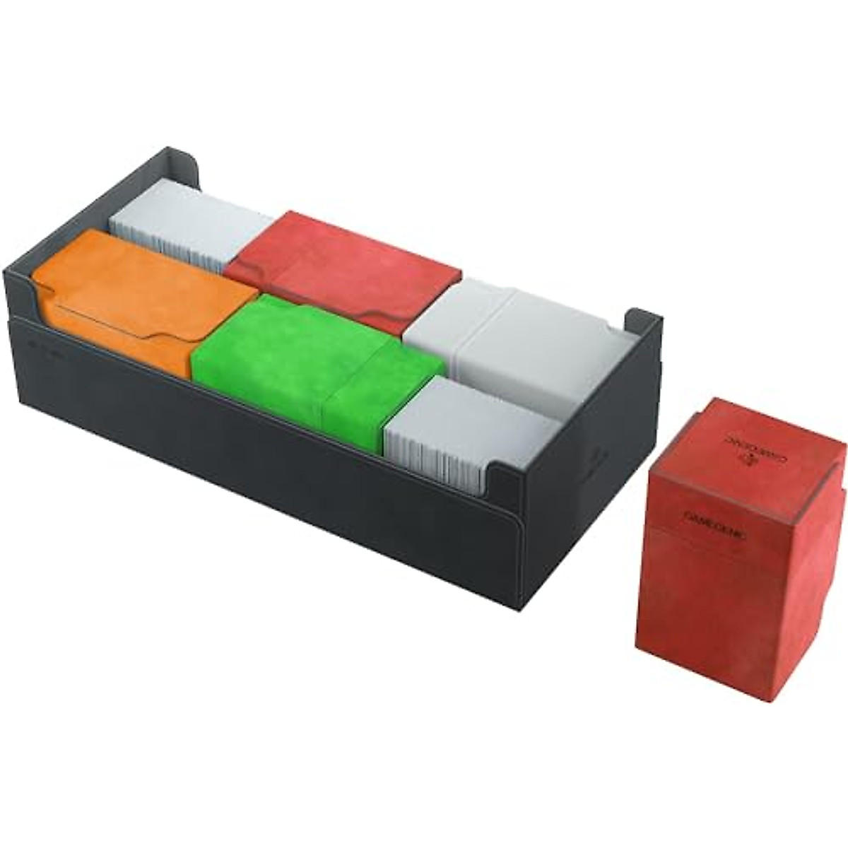 Dungeon 1100+ Convertible Deck and Game Accessories Box | Double-Sleeved Card Storage & Protector | Nexofyber Surface | Holds up to 1,000 Cards | Black Color | Made by Gamegenic