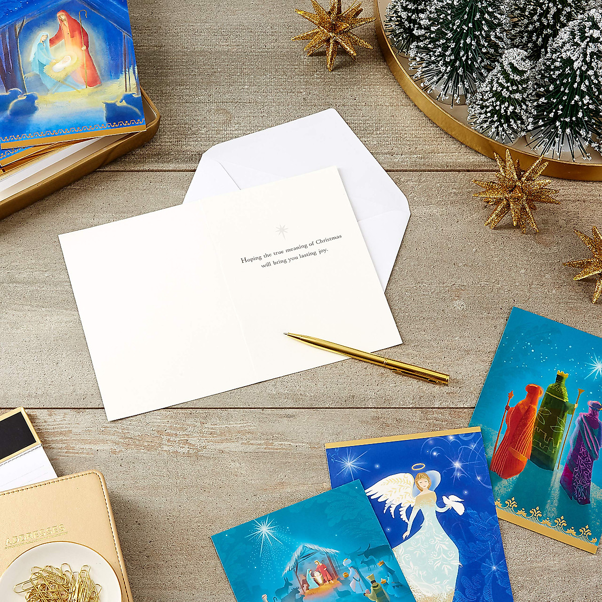 Hallmark Image Arts Boxed Religious Christmas Cards Assortment, Painted Nativity (4 Designs, 24 Cards and Envelopes)