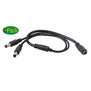 zdyCGTime 2Pack DC Power Female to Male Splitter Adapter Cable 1 Female to 2 Male 5.5mm x 2.1mm DC Power Supply Splitter Cord for Security CCTV Parking Security Cameras(1 to 2)