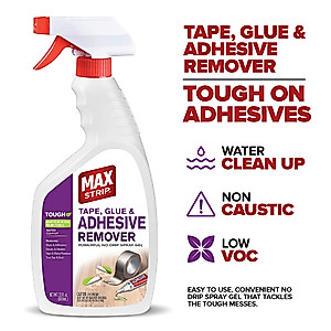 Max Strip Tape, Glue & Adhesive Remover 22oz | Fast-Acting | Removes All Kinds of Glues, Stickers & Sticky Residue | For Wood, Metal & Multiple Surfaces | No Harsh Odor Leaves Surface Clean