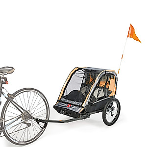 Allen Sports Deluxe Steel 2-Child Bicycle Trailer and Stroller, Model AS2-O, Orange