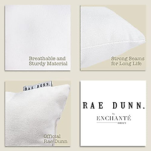 Rae Dunn Decorative Throw Pillows, Decor for Living Room and Bedroom, 2 Pack of 12x12 inch Pillows, Soft, Throw Pillows for Couch, Bed, Chair, Labelled Happy, Place in Signature Font