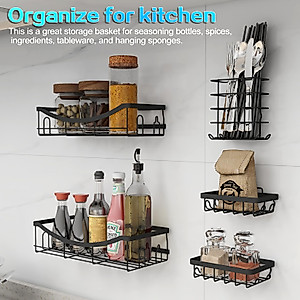 EK-Memory-fish ​Shower Organizer, Adhesive Shower Organizer Bathroom Storage Home Decor Kitchen, Non-Drilled, Large Capacity, Stainless Steel Bathroom Organizer (5 Piece Set)