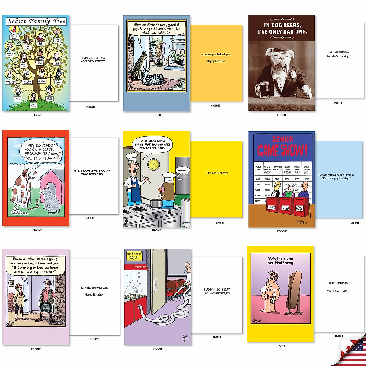 NobleWorks - Variety Pack of 36 Assorted Funny Birthday Cards Bulk Box Set w/Envelopes, Edgy Humor B-Day for Men, Women (36 Designs, 1 Each) - Birthday Favorites AC2911BDG-B1x36