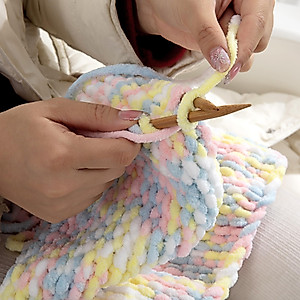 HOMBYS 6 Pack Velvet Baby Blanket Yarn for Crocheting, Super Bulky Tie Dyed Soft Chenille Rainbow Yarn for Knitting,Weaving DIY Craft,Toy Doll,Pink Multi Colored, 6 Skeins (55 yds,3.5 oz Each Skein)