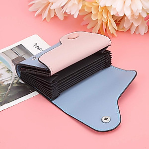 Ymiko Anti-Theft Card Bag Mini Credit Card Holder Portable Wallet Cartoon Cute Pattern PU Leather Change Pocket Purse for Women Men (Light Blue)