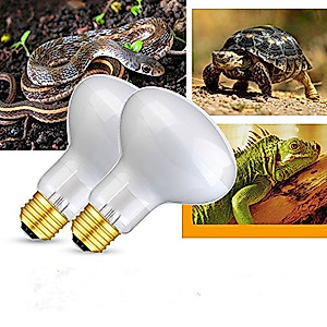 CTKcom 2-Pack 110V 75W Pet Heating Lamp,Basking Heat Spot Lamp, Reptile Heat Bulb for Turtle Aquarium Aquatic Reptile Lizard Heat Lighting E26/E27,White,2 Pcs
