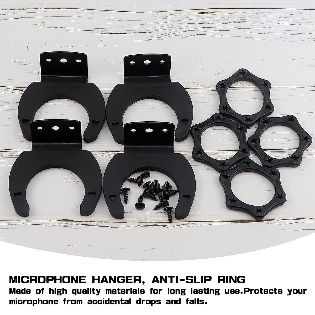 LNQ LUNIQI 4 Sets Microphone Holders Wall- Mounted Microphone Stand Black Wireless Microphone Hanging Microphone Accessories for KTV Home