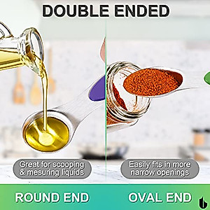 Urbanstrive Magnetic Measuring Spoons Set Stainless Steel, Dual Sided for Liquid Dry Food, Measuring Cups Spoons Set Fits in Spice Jar, Kitchen Gadgets, Cooking Utensils Set, Including Leveler, 8Color