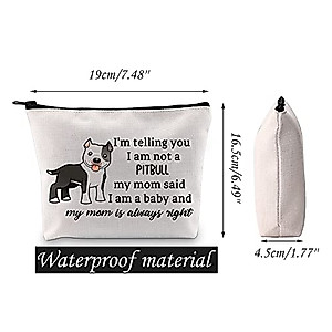 JNIAP Pitbull Dog Cosmetic Bag Pitbull Lover Owner Gift I Am Not a Pitbull I Am a Baby Makeup Pouch Pitbull Mom Travel Toiletry Bag(Pitbull bag)