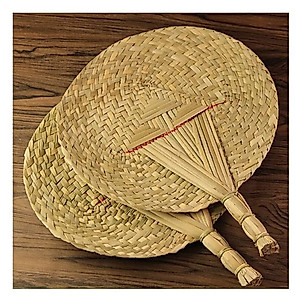 Folding Hand Fan Folding Fan Handheld Folded Fan Chinese Style Handmade Fan Hand Weaving Palm Leaf Fan Home Decor Vintage Summer Cool Fan Foldable Fan Hand Held Fans (Color : A, Size : 1pcs)