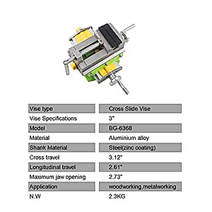3" Cross Slide Drill Press Vise Compound Bench Table Bench Top WoodWorking Clarmp Vise Fixture Cross Slide Table 2 Axis Adjustive for Mini Drill Milling Machine (6368mf)