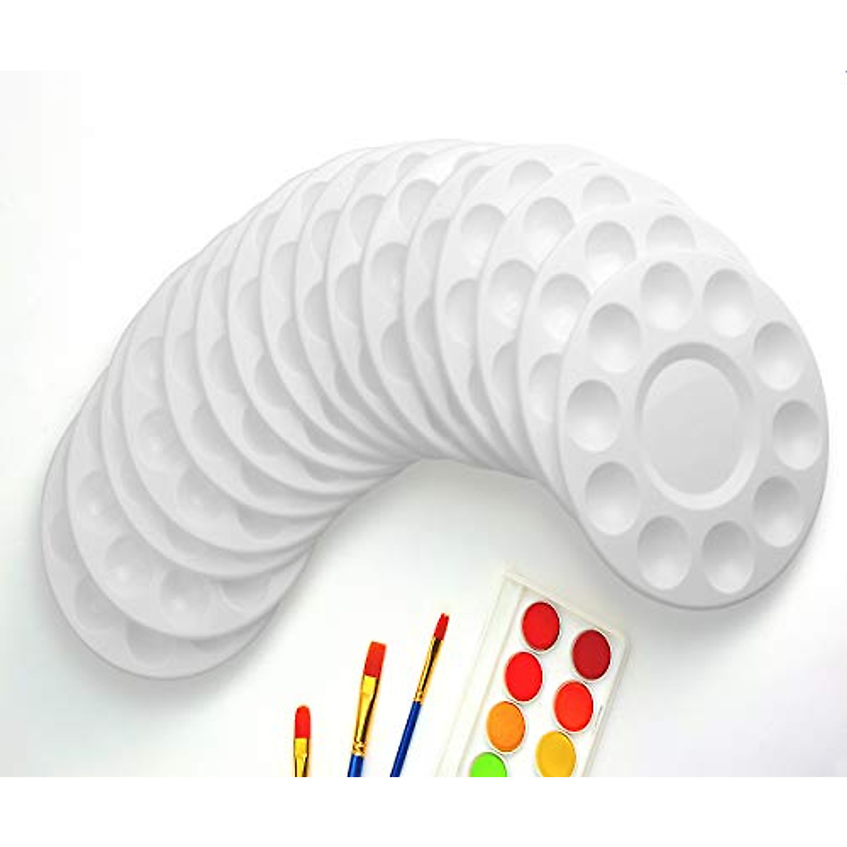 inifus 22 PCS Paint Tray Palettes for Kids, Plastic Paint Pallet with 10 Wells, Acrylic Artist Paint Tray Palette for Kids, Students to Acrylic Oil Watercolor Craft Supplies DIY Art Painting