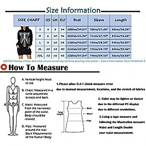 LINASHI Black Skeleton Hoodie Dress for Women Girl Halloween - Long Sleeve Pumpkin Skull Hooded Sweatshirt Pullover with Pocket (C, XXL)