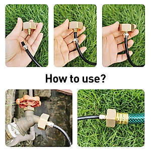 HOMENOTE US Standard Faucet Adapter, 3/4'' to 1/4'' Hose Adapter, Convert 3/4" Female Hose Thread Bib to 1/4" Tubing, 2 Brass Adapters with 4 Washers