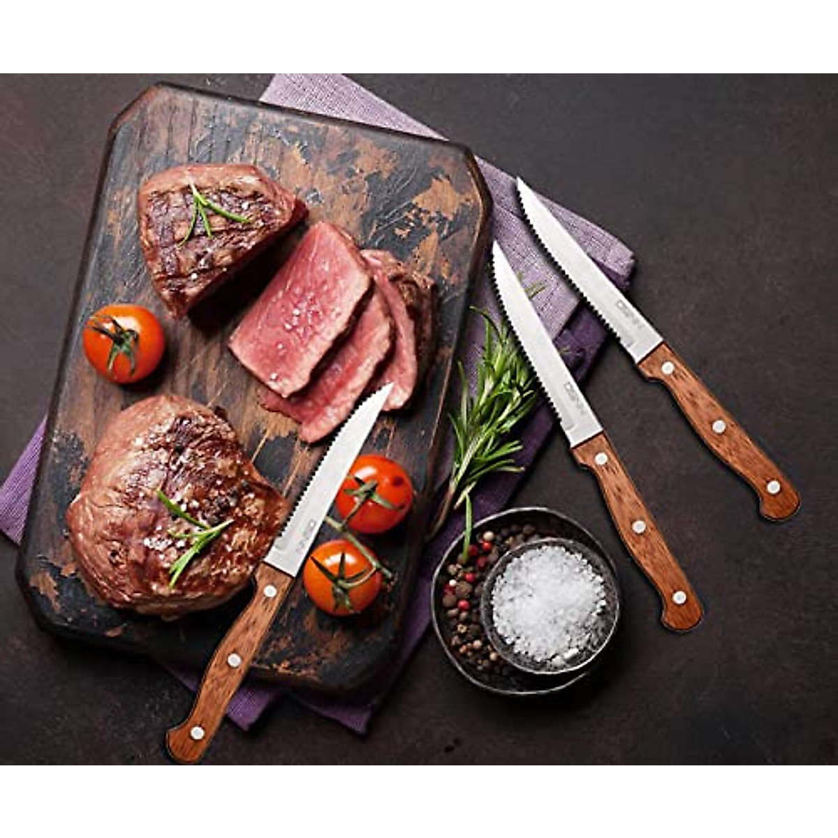 Steak Knives Set of 8 Utility Knives Steak Knife Cutlery Utensil Serrated Edge Steel…