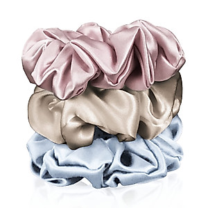 DelTeck Luxurious Silk Scrunchies, 100% Real 25 Momme Silk Hair Scrunchies, No Crease & Protect Hair Premium Scrunchies, Silk Hair Ties, Sleep and Night Scrunchie (Top Grade Mulberry Silk)