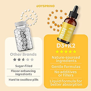 Children Vitamin D Drops - Kids Vitamin D Liquid - Vitamin D3 K2 Drops for Kids May Support Strong Bones and Healthy Immune System - Liquid Vitamin D for Kids & Children - 180 Servings