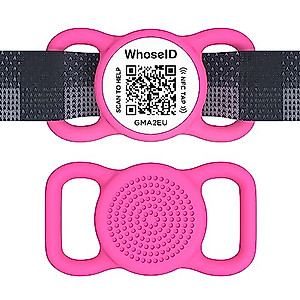 Personalized Dog Tags, Slide-On Dog Tag, QR Code Pet Tag, Silicone Rubber Dog ID Tags, Modifiable Personalized Online Information, Location Email Alerts, Rose
