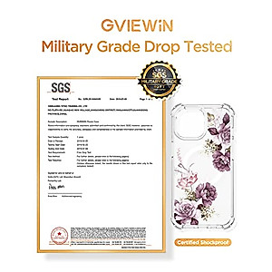 GVIEWIN for iPhone 14 ProMax Case Compatible with MagSafe, [Screen Protector + Camera Lens Protector] [MIL-Grade Protection] Magnetic Floral Clear Shockproof Women Phone Case for 14 Pro Max(Purple)