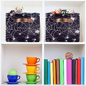 Halloween Spider Web Storage Basket Bins Foldable Decorative Storage Box Laundry Hamper Baskte Storage for Pet Books Clothes Makeup Nursery Closet Office,2 pcs