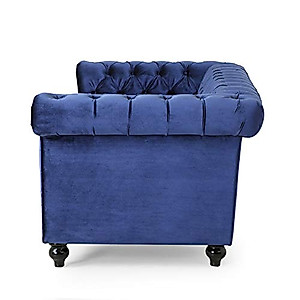 Christopher Knight Home Brinkhaven Love Seats, Midnight Blue + Dark Brown