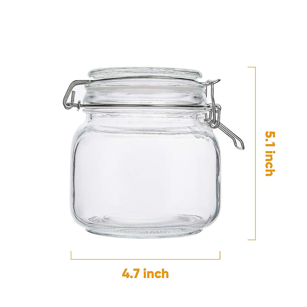 Glass Kitchen Storage Canister Mason Jars with Lids,25oz Airtight Glass Canister with Hinged Lid，Perfect for Kitchen Canning Cereal,Pasta,Sugar,Beans (Labels & Chalk Marker)-Set of 6