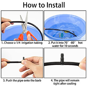 Unoutur 300 Pcs Barbed Connectors Drip Irrigation Fittings Kit, 1/4" Drip Irrigation Kit for Garden Flower Pot Greenhouse Lawn (Straight Barbs,Single Barbs,Tees,Elbows,End Plug,4-Way Coupling)