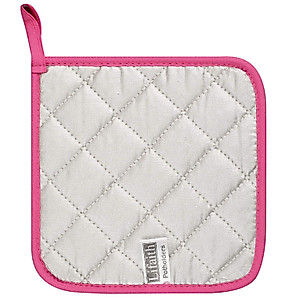 100% Cotton Kitchen Everyday Basic Terry Pot Holder Heat Resistant Coaster Potholder for Cooking and Baking Set of 5 (Dark Pink, Potholder)