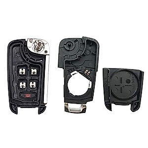 Flip Folding Replacement Key Fob Case Shell Fit for Chevy Camaro Cruze Equinox Impala Malibu Sonic Keyless Entry Remote Control Car Key Fob Cover (5 Buttons, Black)