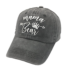 LOKIDVE Women's Mama Bear Arrow Baseball Hat Embroidered Washed Denim Mom Cap