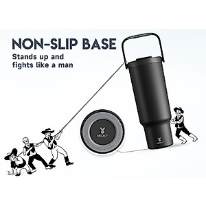 Meoky 40 oz Tumbler with Handle and Straw, Insulated Water Bottle, Stainless Steel Travel Mug, Keeps Cold for 34 Hours, 100% Leak Proof, Fits in Car Cup Holder (Night)