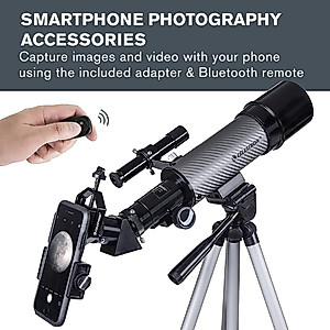 Celestron – 60mm Travel Scope DX – Ideal Portable Refractor Telescope for Beginners – Fully Coated Glass Optics – BONUS Astronomy Software Package – Includes Smartphone Adapter for Digiscoping