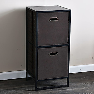 Household Essentials, Chocolate Brown 2 Pack Open Storage Bins with Dual Handles, 13 x 12 x 13