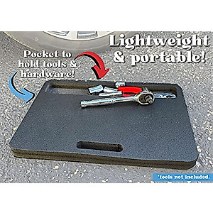 Polar Whale 2 Portable Knee Cushions with Tool Pocket for Home Garden Work Automotive Workshop and More Durable Thick Comfortable High Density Waterproof Black Foam 15 x 10 Inches Kneeling Pad