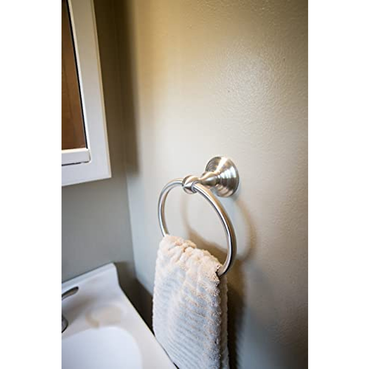 Design House 538355 Calisto Bathroom Accessory Wall Mounted Towel Ring, Satin Nickel Finish, One Size