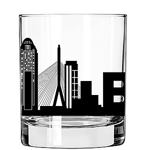 Toasted Tales - Boston Skyline Cityscapes Whiskey Glass | Gift for Boston City People | Old Fashioned Rocks Urban City Glasses | Boston City Lovers Gift | American City Drinkwares Collection (11 oz)