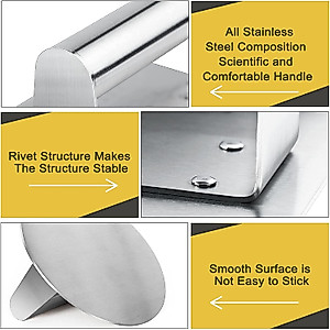 HULISEN Stainless Steel Burger Press, 6.2 inch Round Burger Smasher, Professional Griddle Accessories Kit, Grill Press Perfect for Flat Top Griddle Grill Cooking