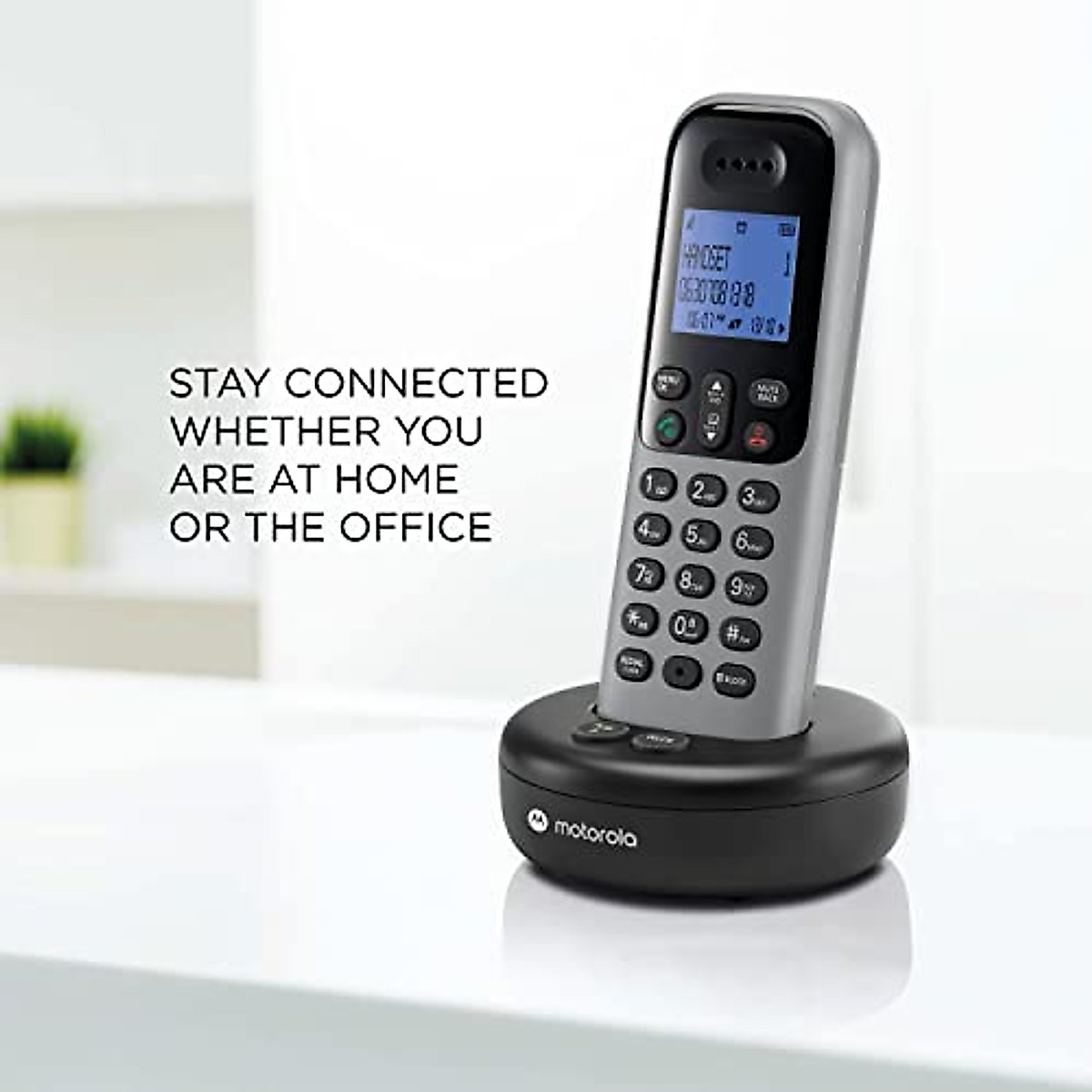 Motorola Voice Cordless Phone System w/ 3 Digital Handsets + Answering Machine, Remote Access, Call Block - Dark Grey (T613)