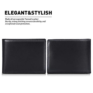LVCRETIVS Leather Bifold Wallet for Men Full Grain Leather RFID Blocking Wallet with 2 ID Windows